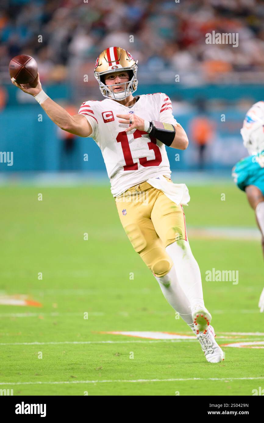 San Francisco 49ers quarterback Brock Purdy (13) throws the ball during ...