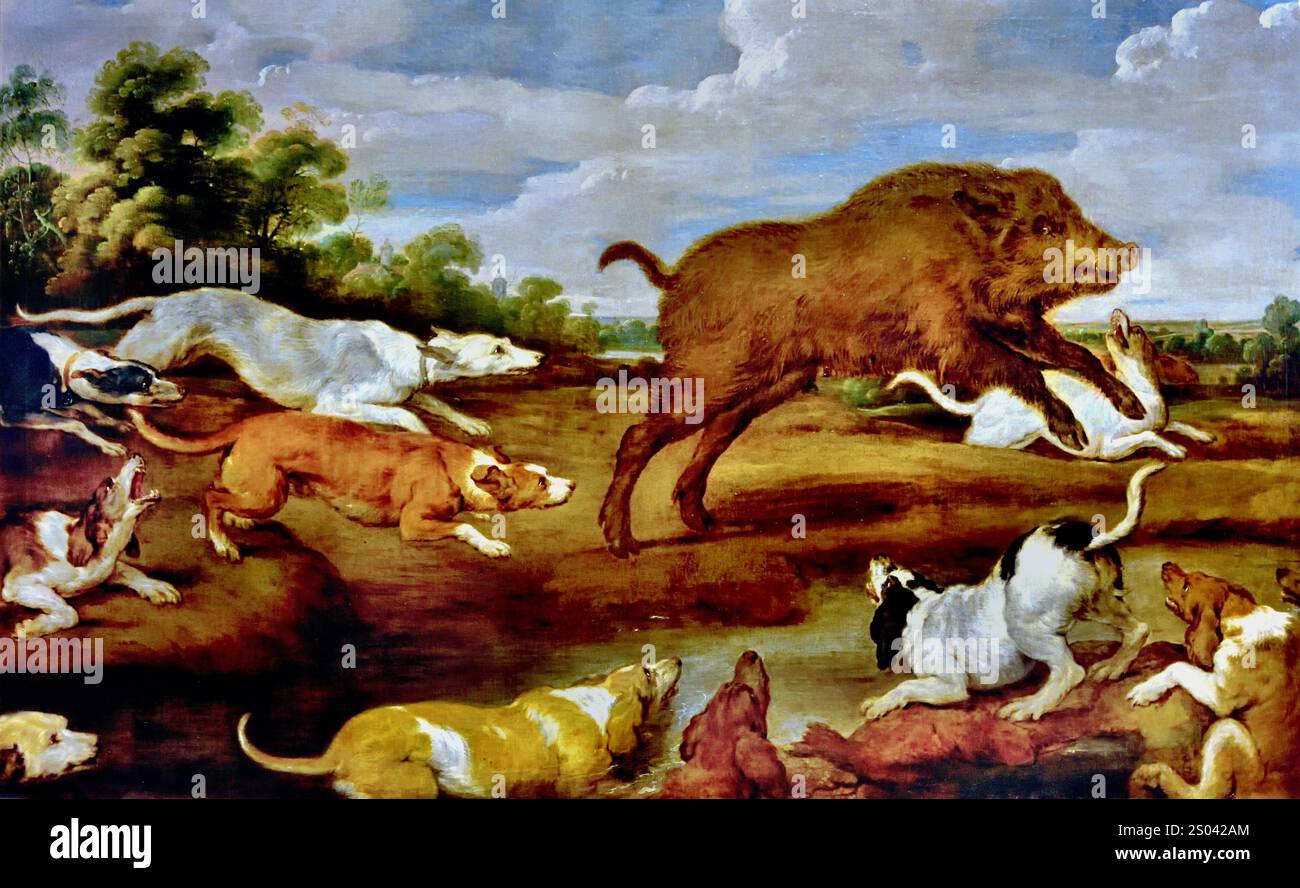 Boar Hunt 17th century by Pauwel de Vos Hulst, 1595 – Antwerp, 1678 ...