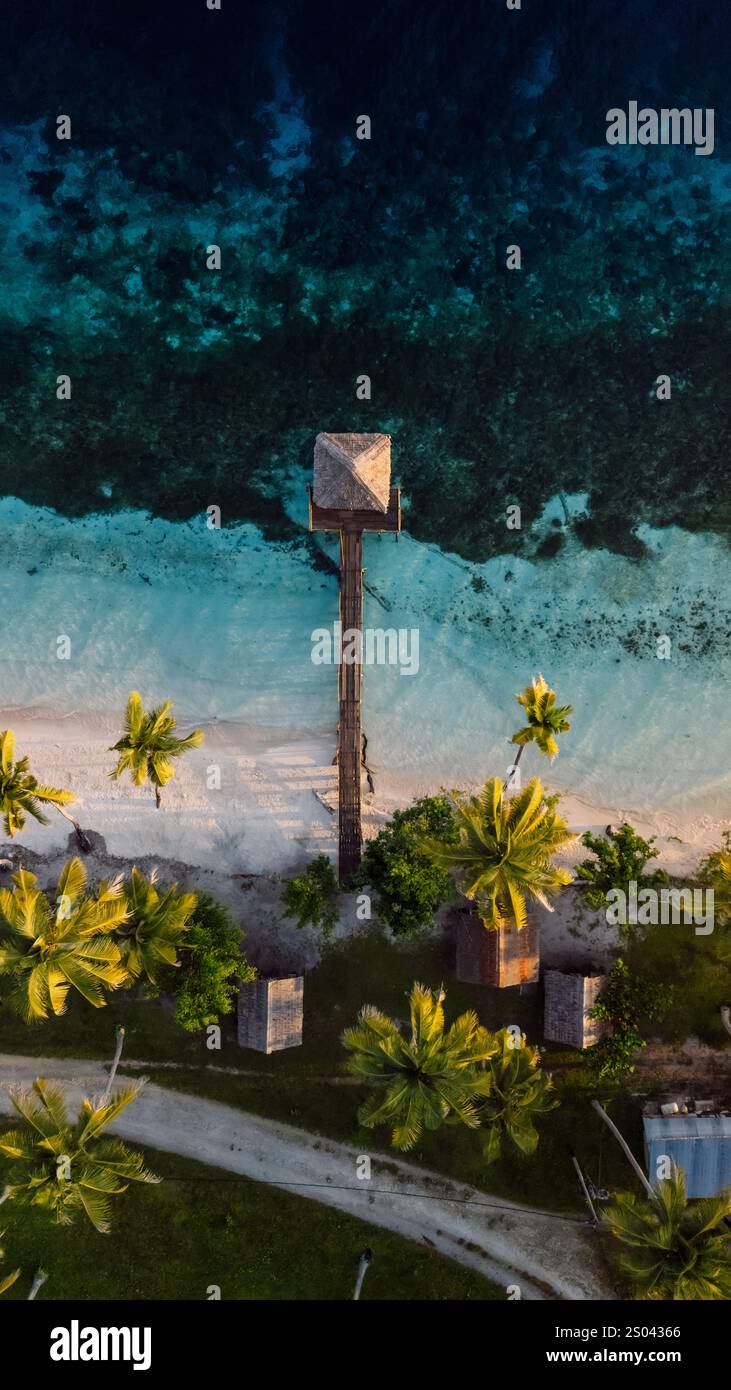 Tropical beach with pier and transparent ocean. Travel destination in ...