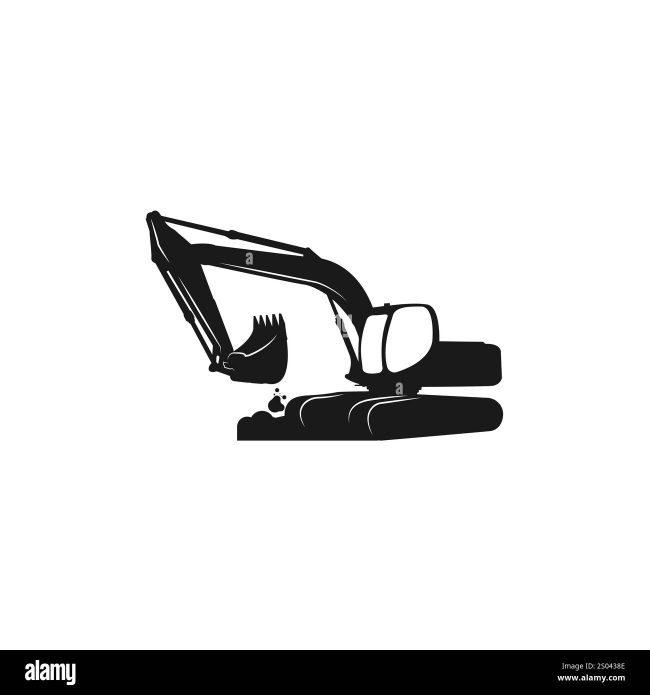 vector black Excavator icon on white background Stock Vector Image ...