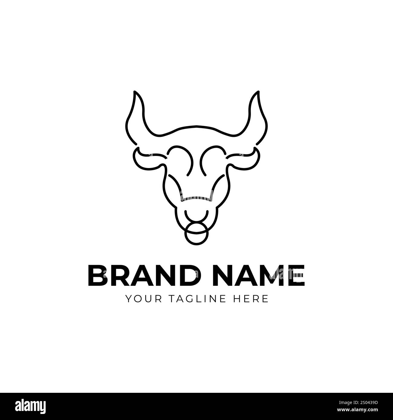 Bull taurus vector logo. Linear cow steak creative logotype Stock ...