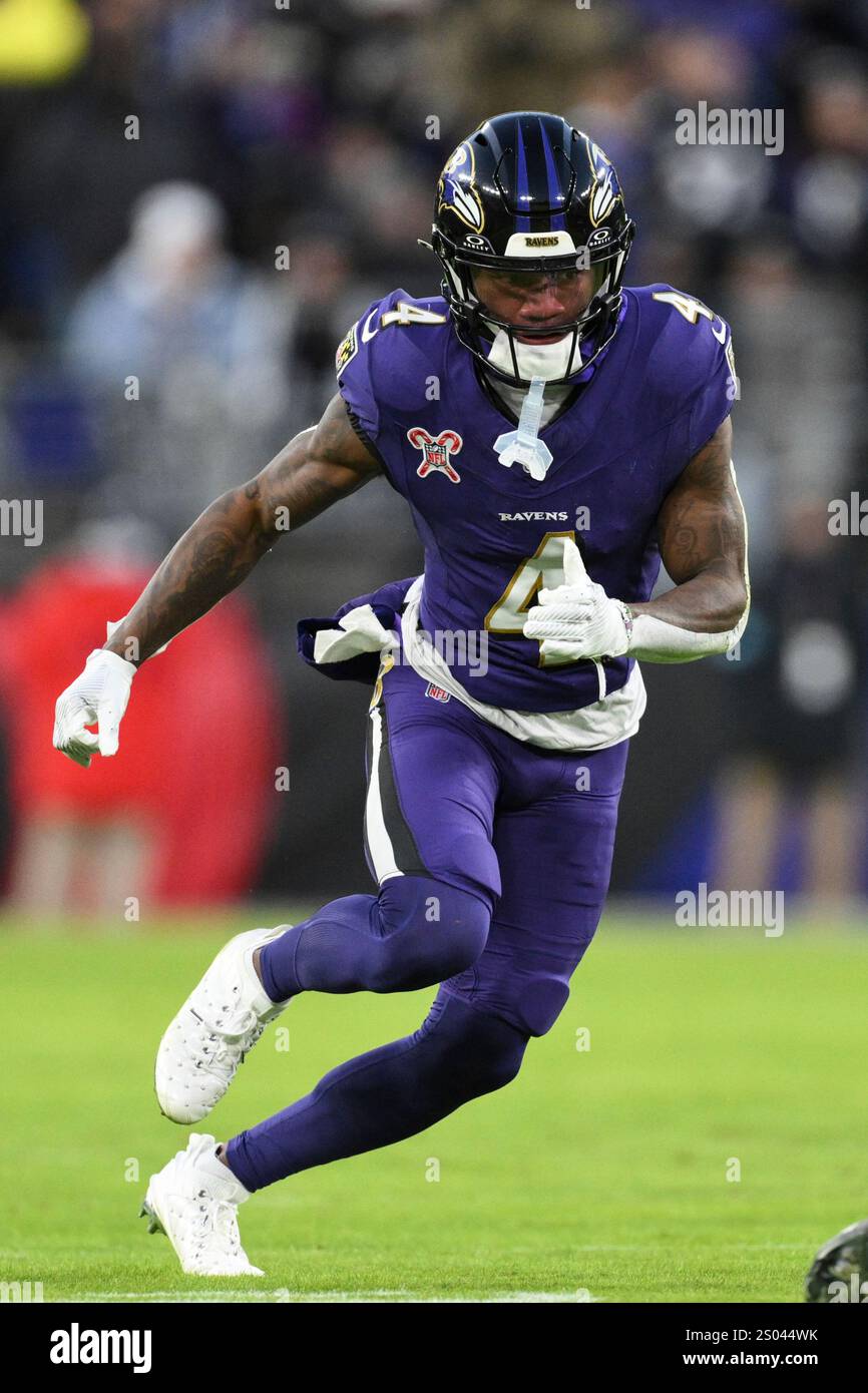 Baltimore Ravens wide receiver Zay Flowers (4) in action during the ...
