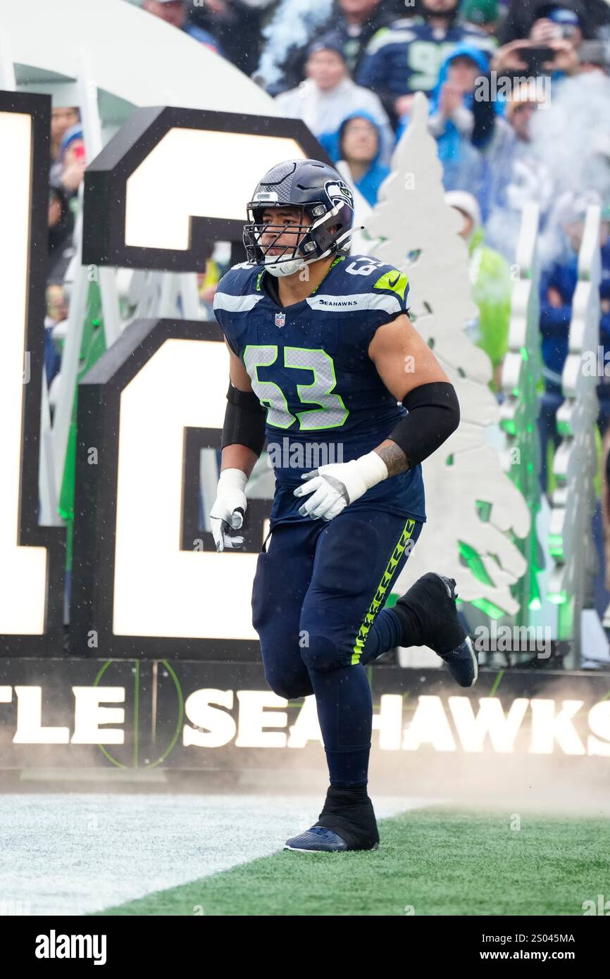 Seattle Seahawks offensive tackle Sataoa Laumea (63) runs onto the ...