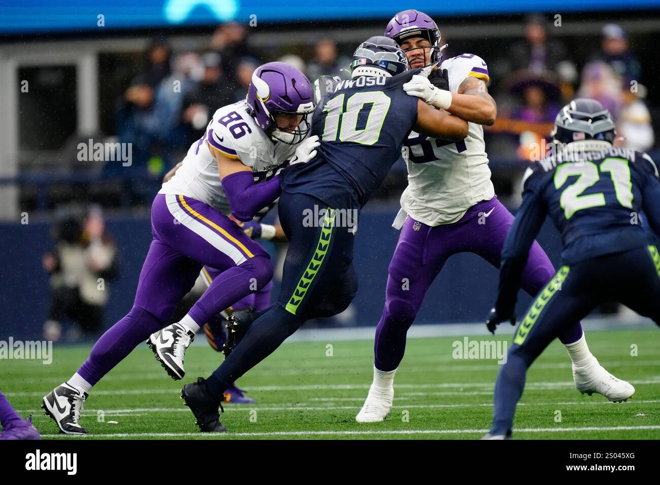 Minnesota Vikings tight end Josh Oliver (84) and Johnny Mundt (86 ...