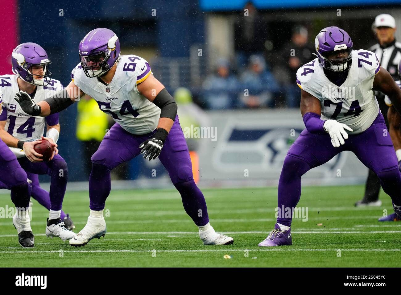 Minnesota Vikings guard Blake Brandel (64) and offensive tackle Cam ...