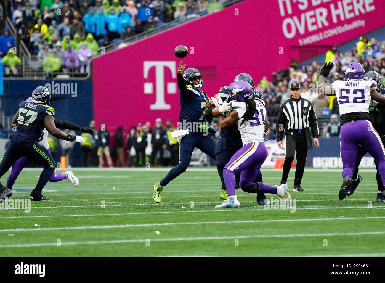 Seattle Seahawks quarterback Geno Smith (7) passes the ball during an ...
