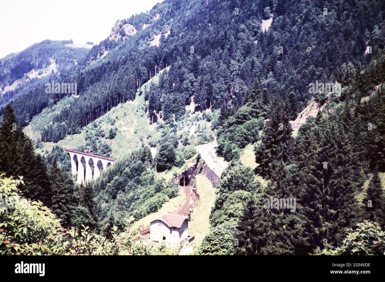 Railway line and road transport system, Hinterzarten, Black Forest ...