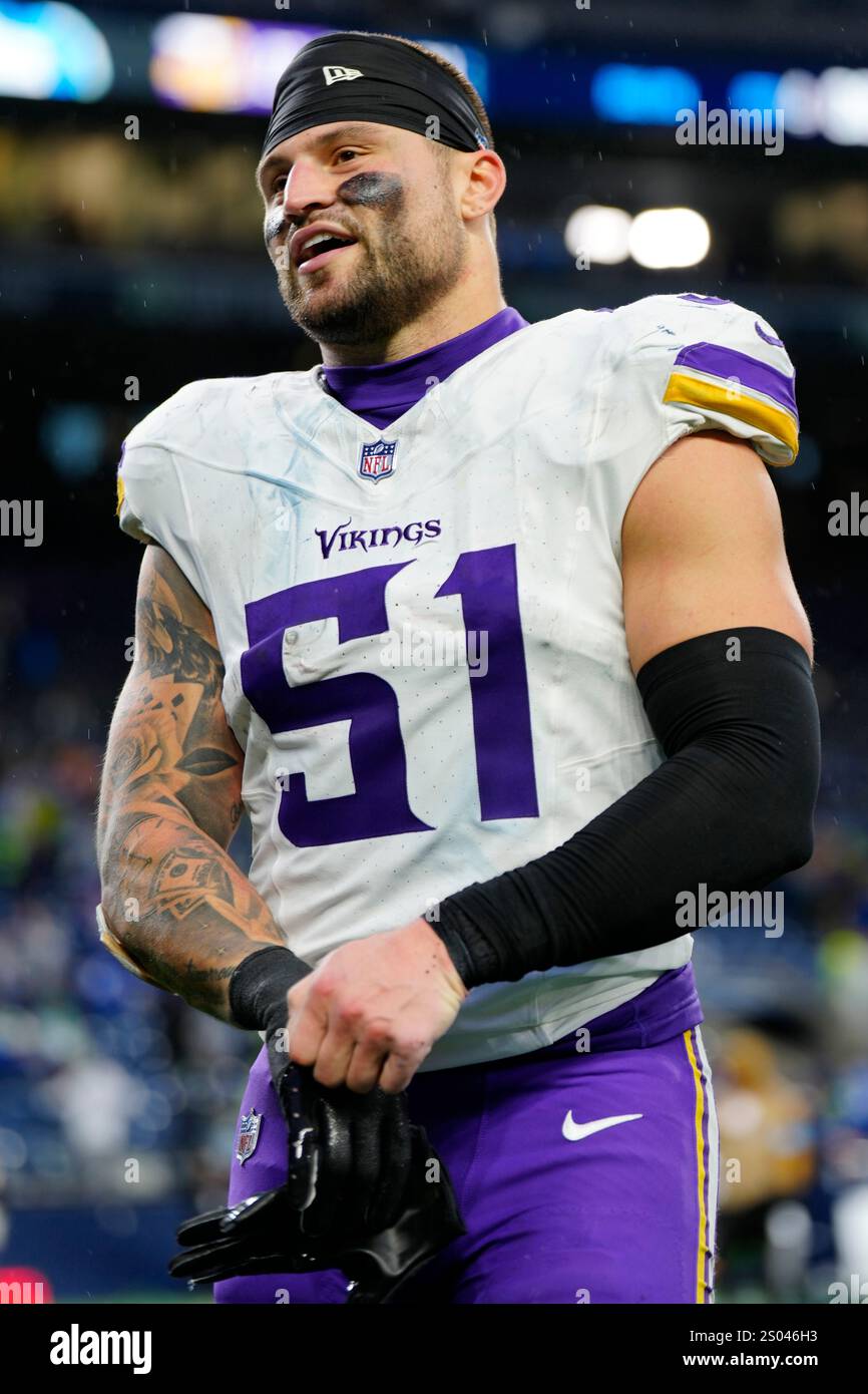 Minnesota Vikings linebacker Blake Cashman (51) looks on after an NFL ...