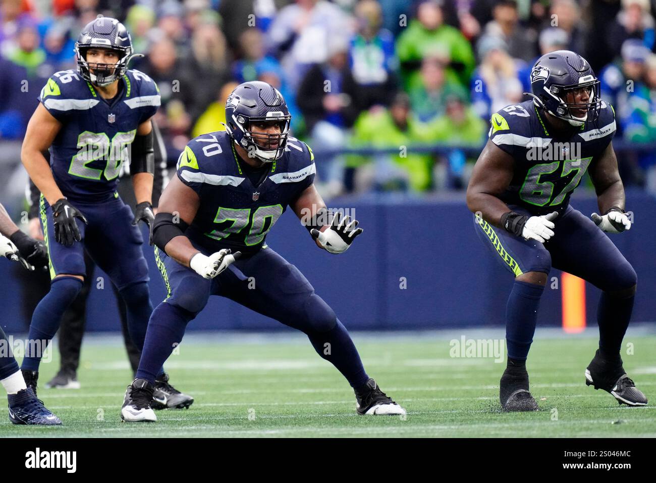 Seattle Seahawks guard Laken Tomlinson (70), offensive tackle Charles ...