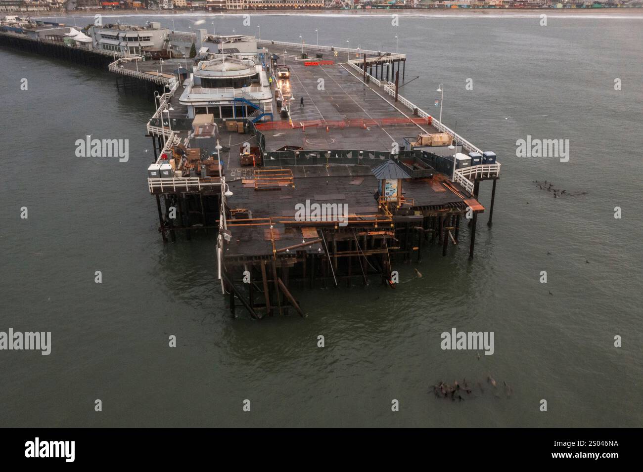Damage to the Santa Cruz Wharf is seen in Santa Cruz, Calif., Tuesday ...
