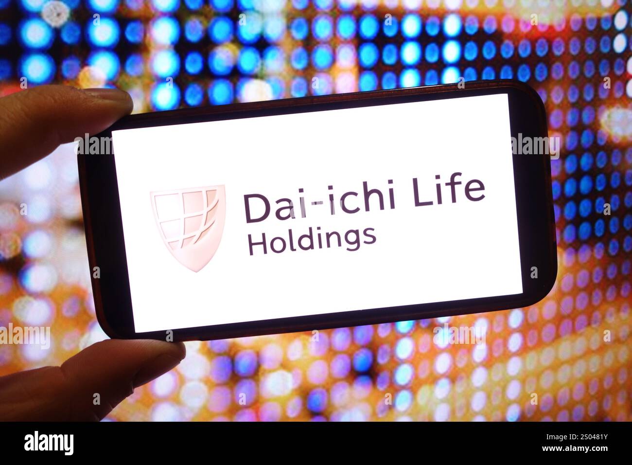 In this photo illustration, the Dai-ichi Life Holdings company logo is ...