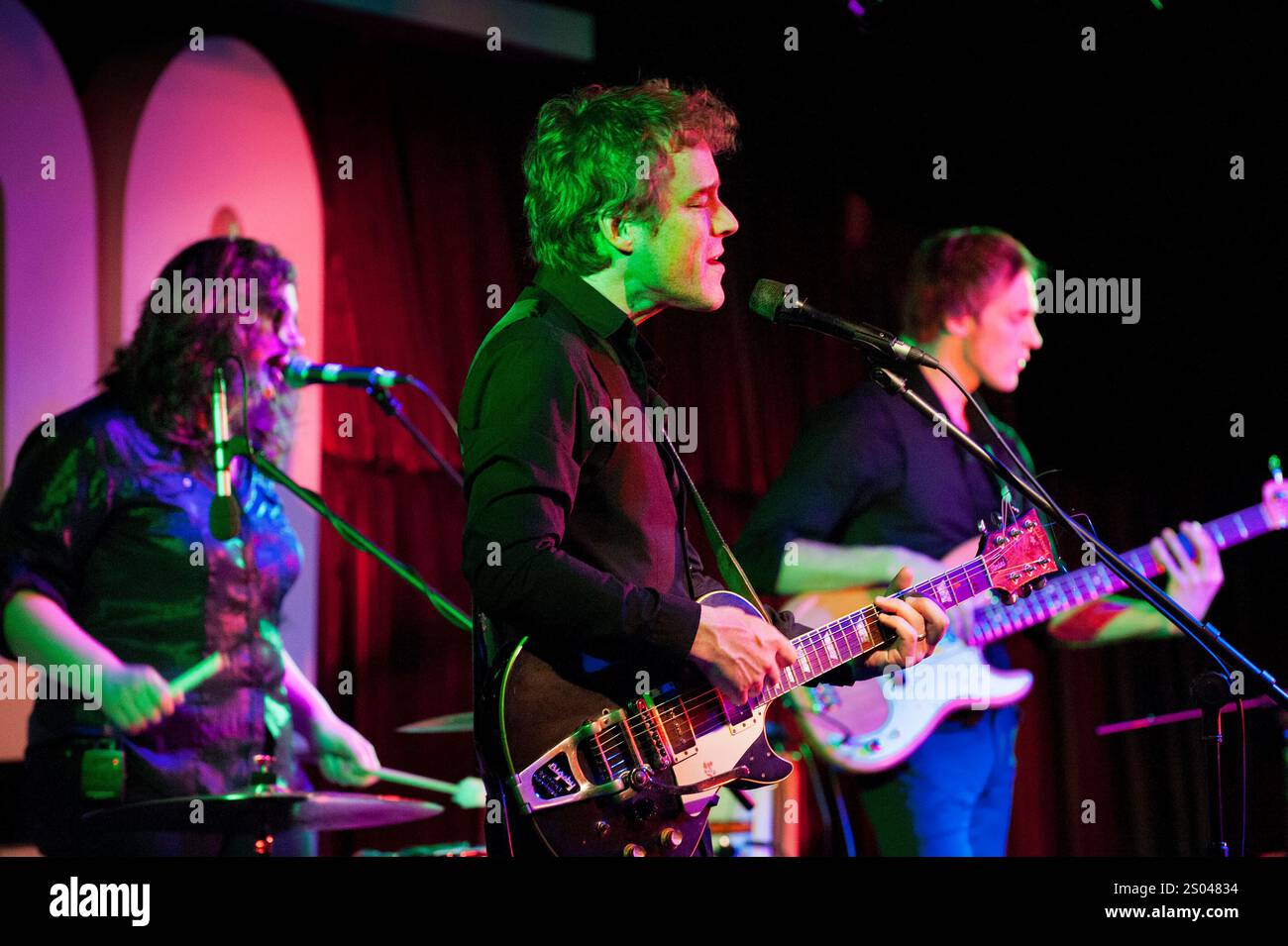 The band Low in concert at the Glee Club, Birmingham, 2nd April 2012. Mimi Parker (drums), Alan ...