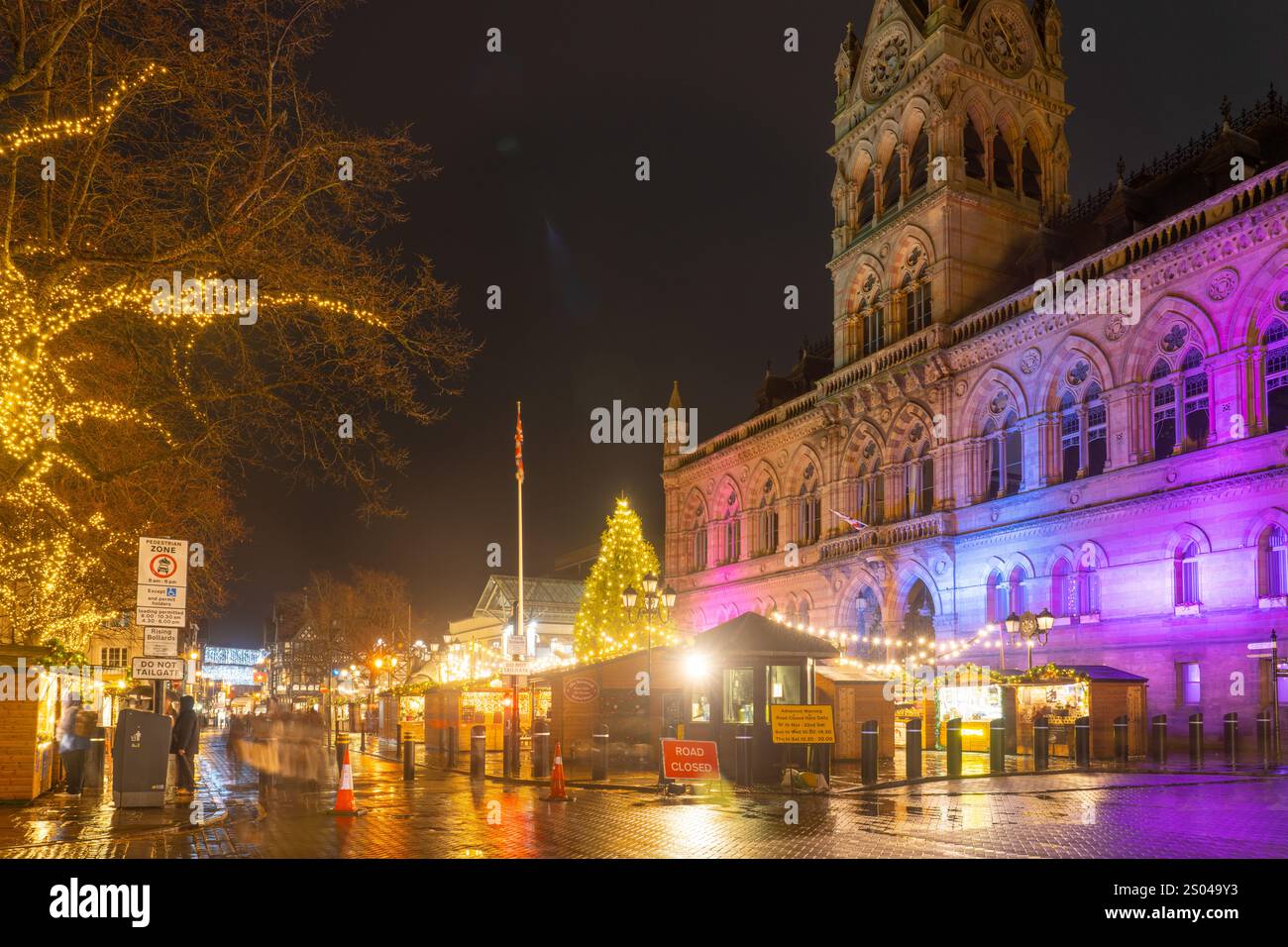 Chester Town Hall and Christmas Market, Northgate Street, in December ...