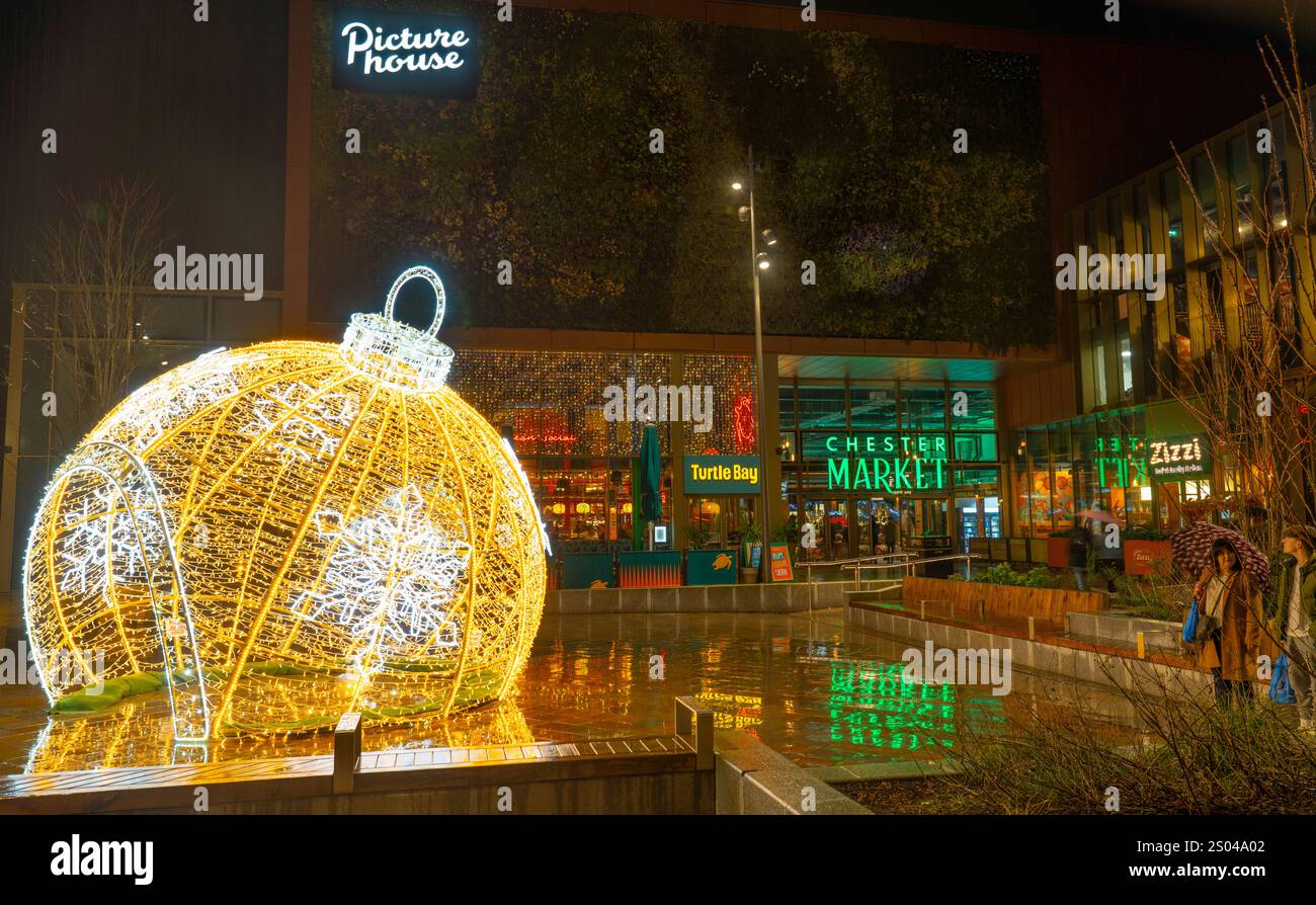 Chester Market in heavy rain in December 2024 Stock Photo - Alamy