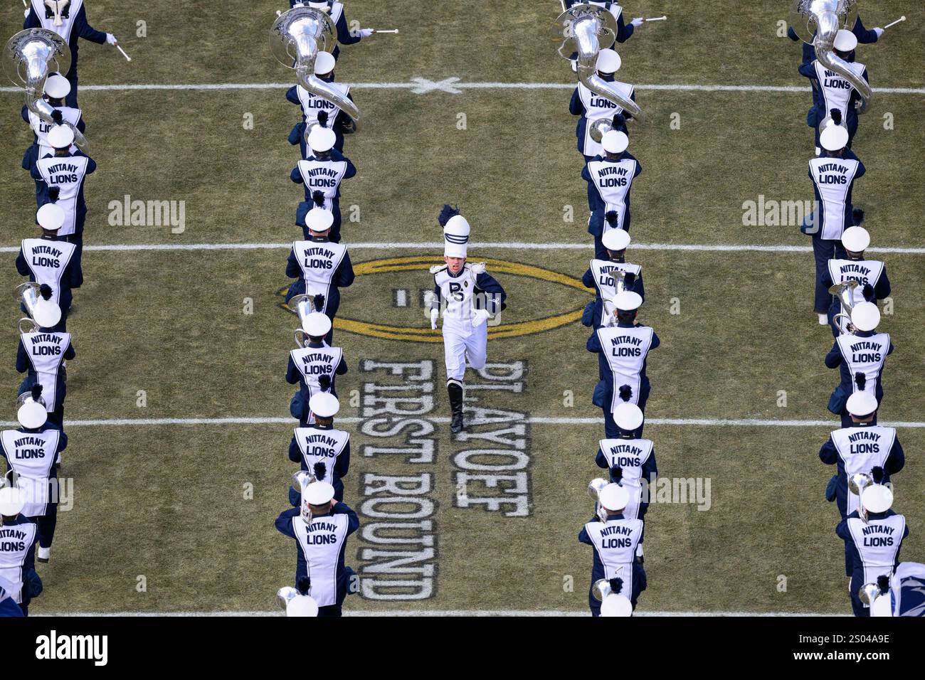 State College, PA, USA. 21st Dec, 2024. Penn State Nittany Lions marching band performs before ...