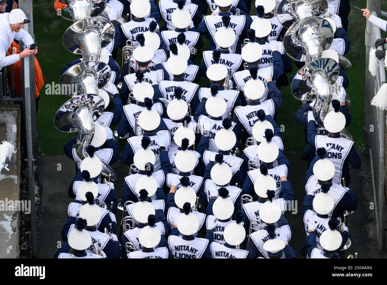 State College, PA, USA. 21st Dec, 2024. Penn State Nittany Lions marching band performs before ...