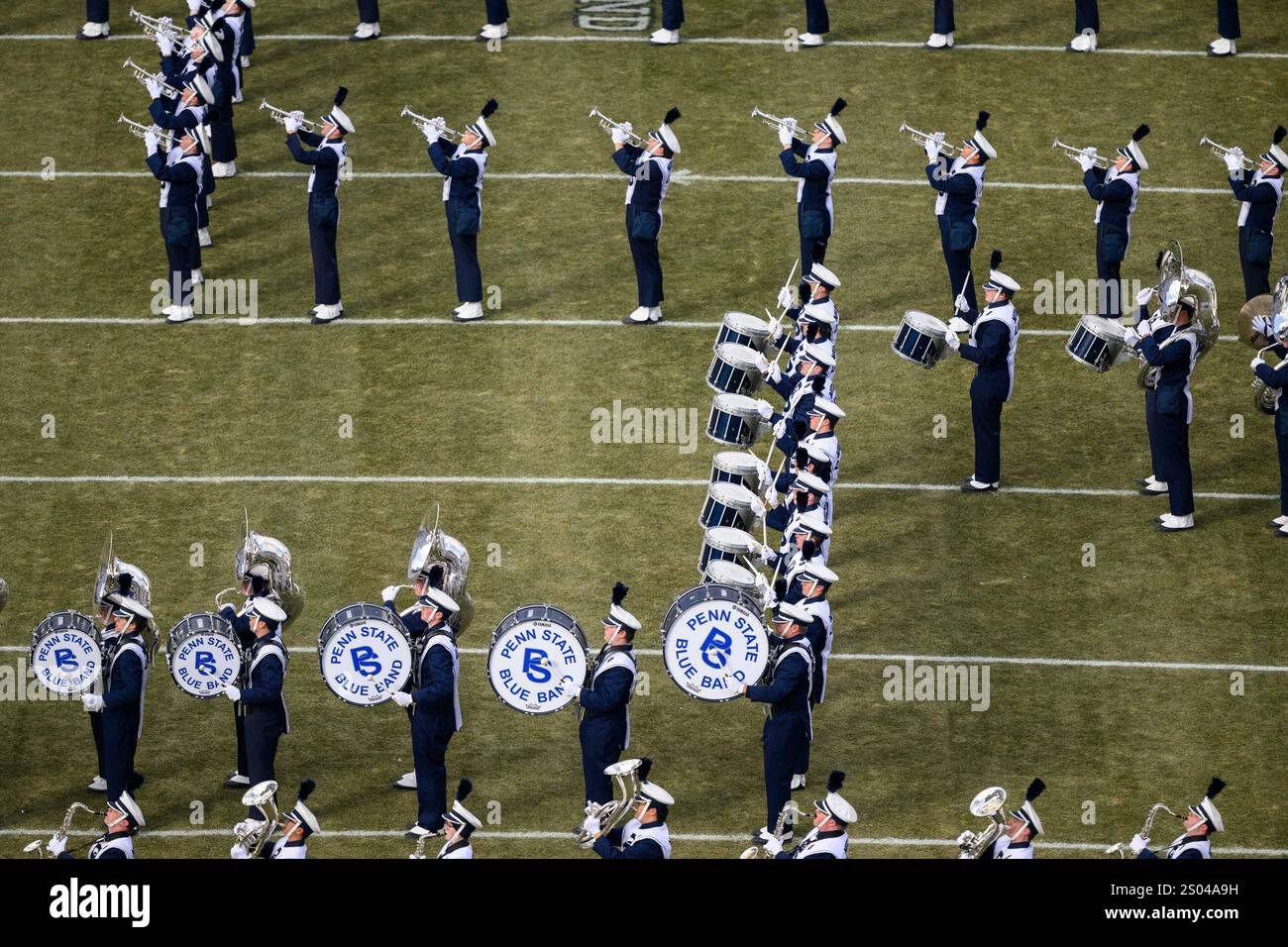 State College, PA, USA. 21st Dec, 2024. Penn State Nittany Lions marching band performs before ...