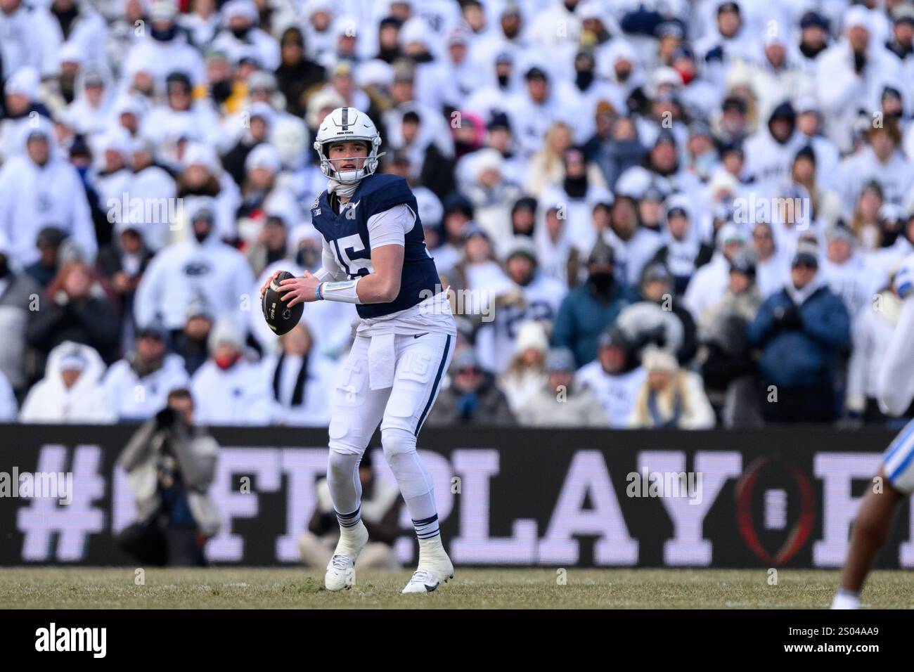 State College, PA, USA. 21st Dec, 2024. Penn State Nittany Lions quarterback Drew Allar (15 ...