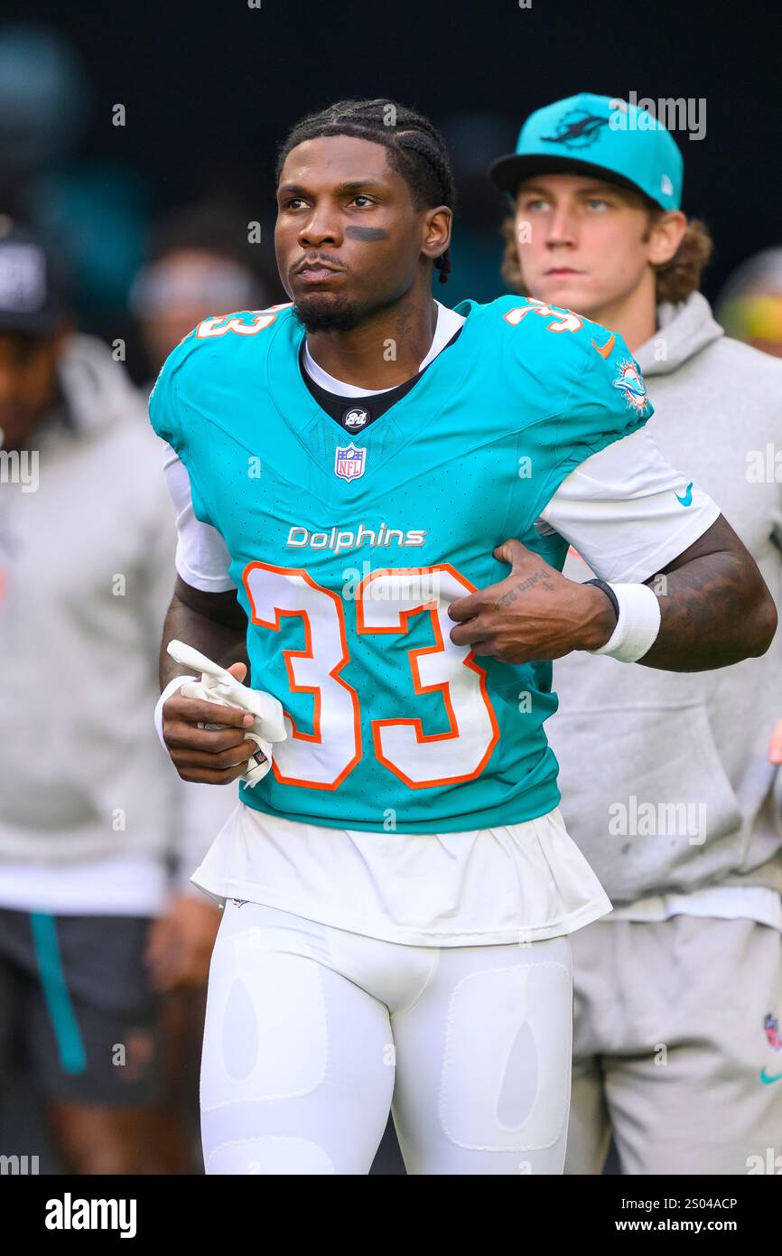 Miami Dolphins cornerback Siran Neal (33) runs onto the field during ...