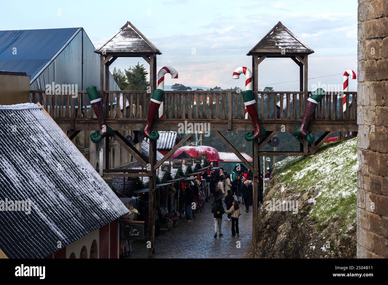 Obidos, Portugal - December 13, 2024: Christmas market in Obidos ...