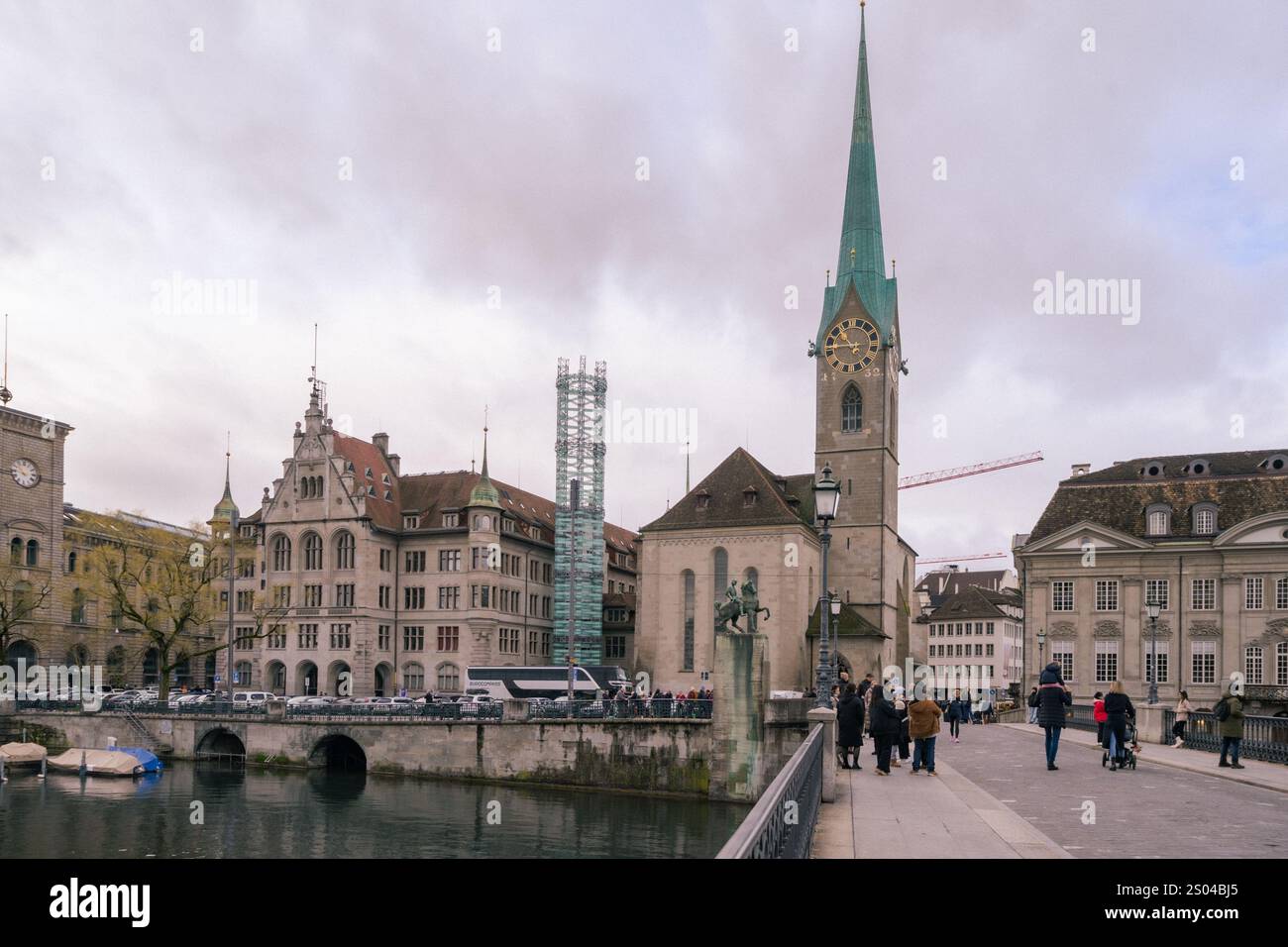 Zurich, Switzerland - December 8, 2024: Bridge crossing the Limmat ...