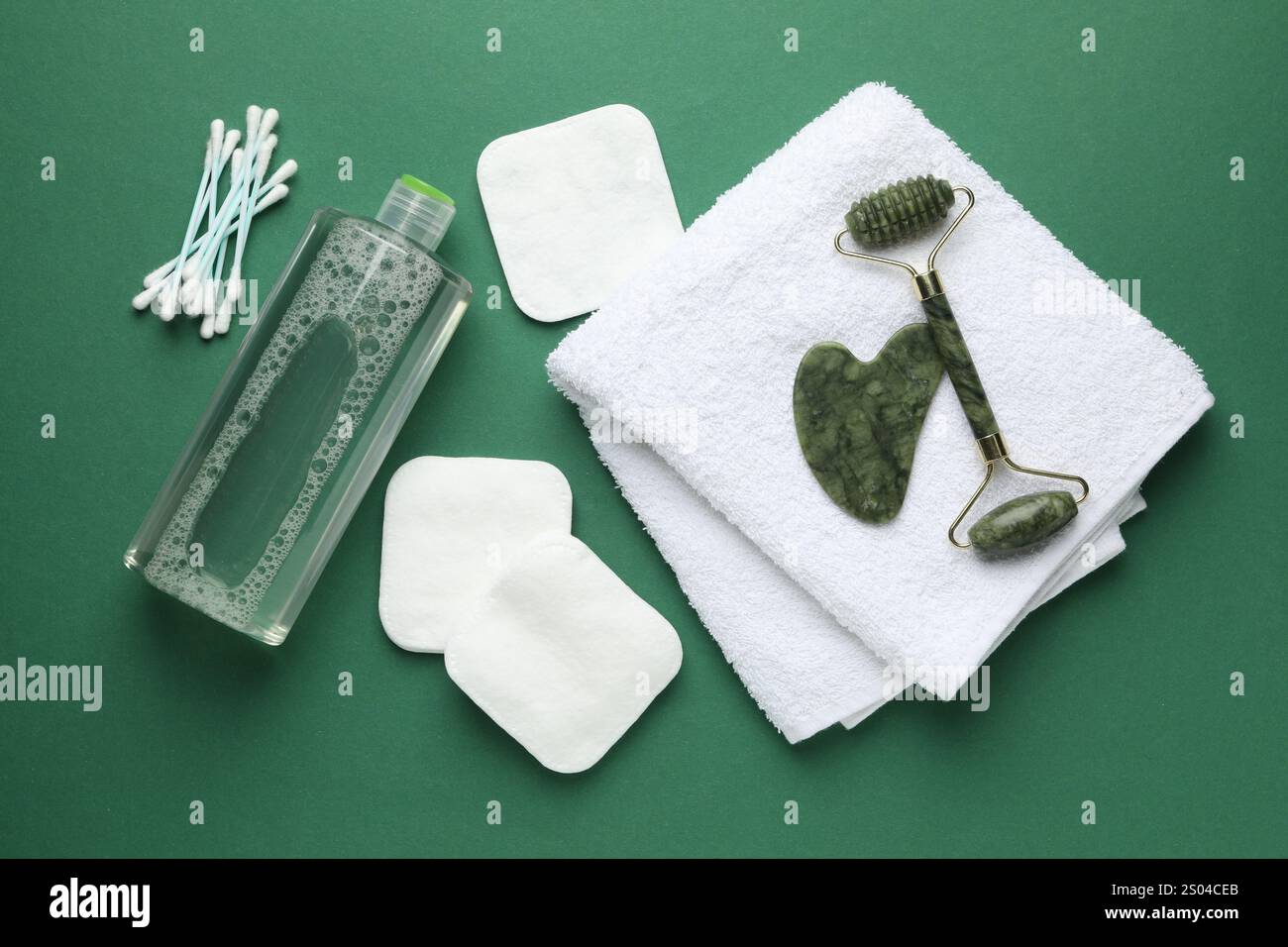 Cotton pads, swabs, cosmetic product, face roller, gua sha tool and ...