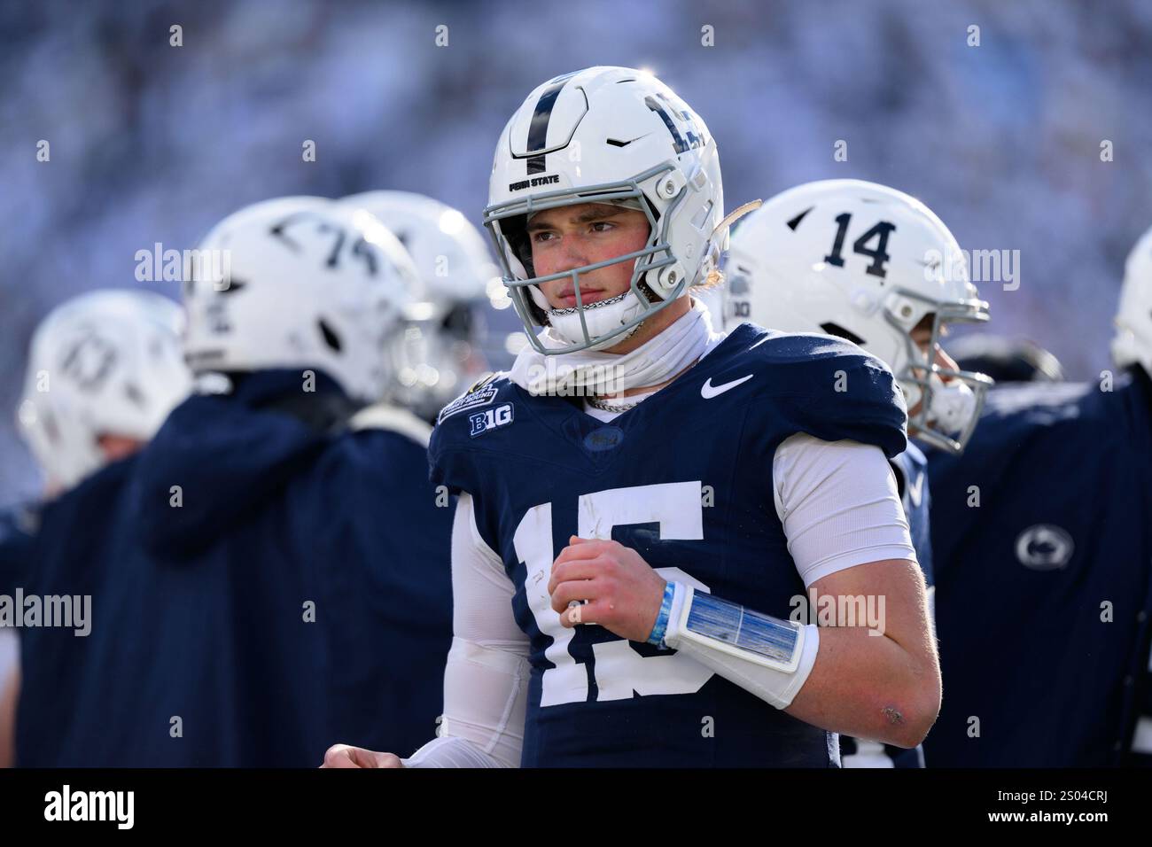 State College, PA, USA. 21st Dec, 2024. Penn State Nittany Lions quarterback Drew Allar (15 ...