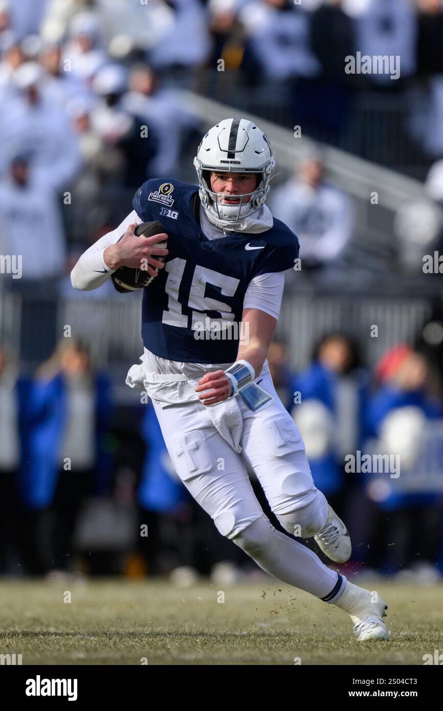State College, PA, USA. 21st Dec, 2024. Penn State Nittany Lions quarterback Drew Allar (15 ...