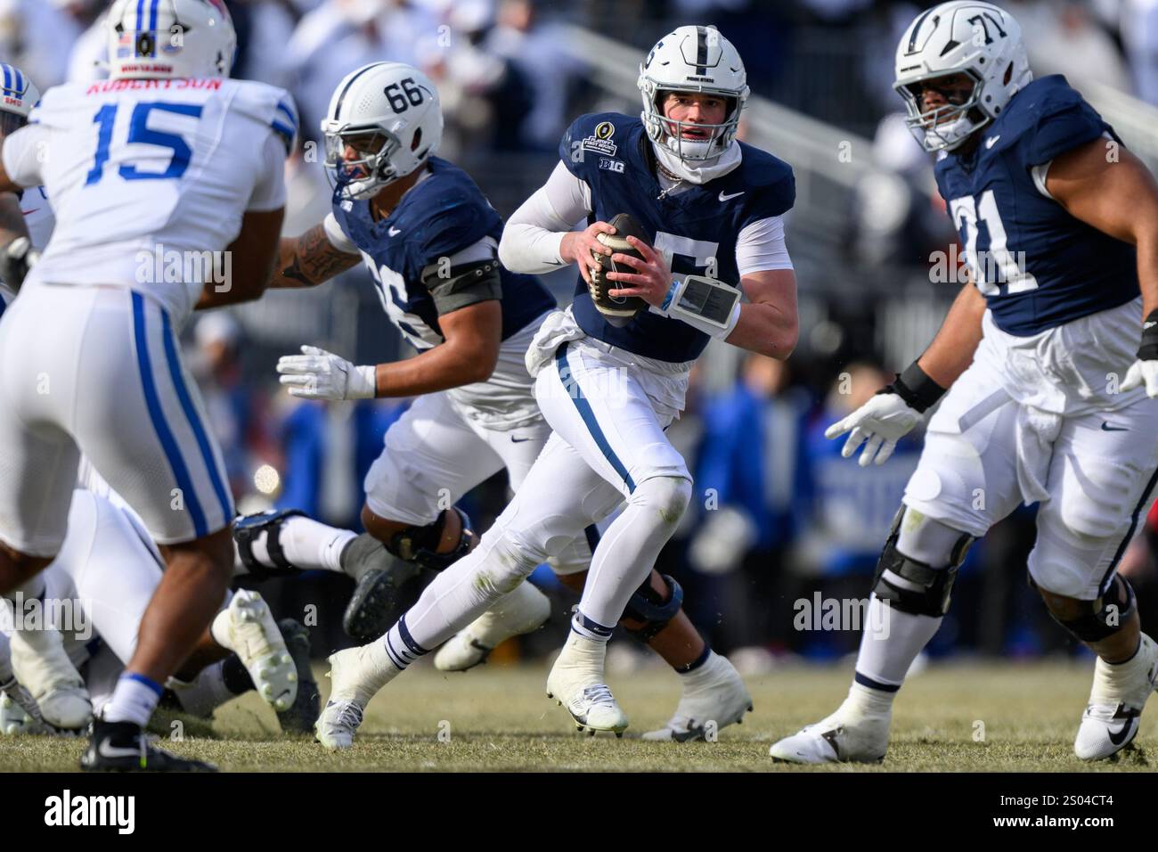 State College, PA, USA. 21st Dec, 2024. Penn State Nittany Lions quarterback Drew Allar (15 ...