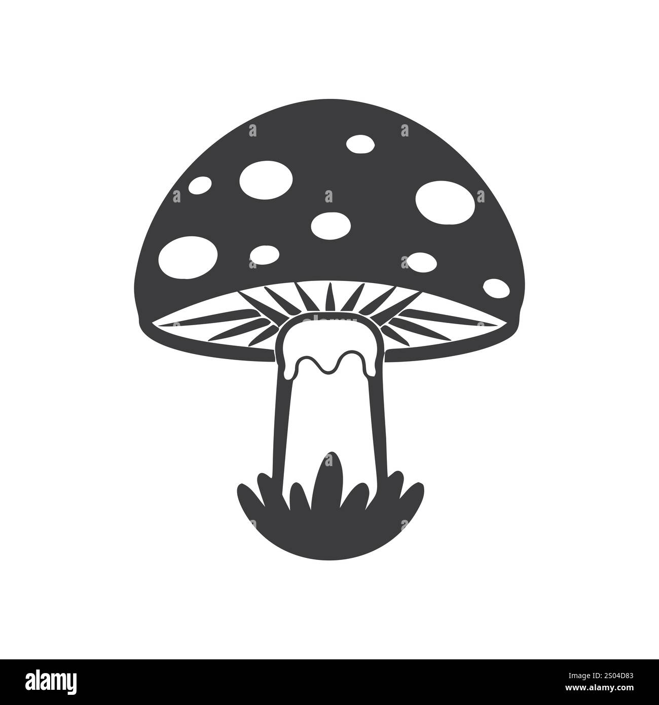 Black silhouette vector illustration of an amanita mushroom Stock ...