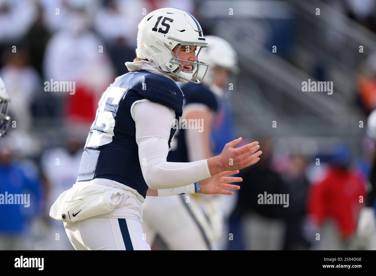 State College, PA, USA. 21st Dec, 2024. Penn State Nittany Lions quarterback Drew Allar (15 ...