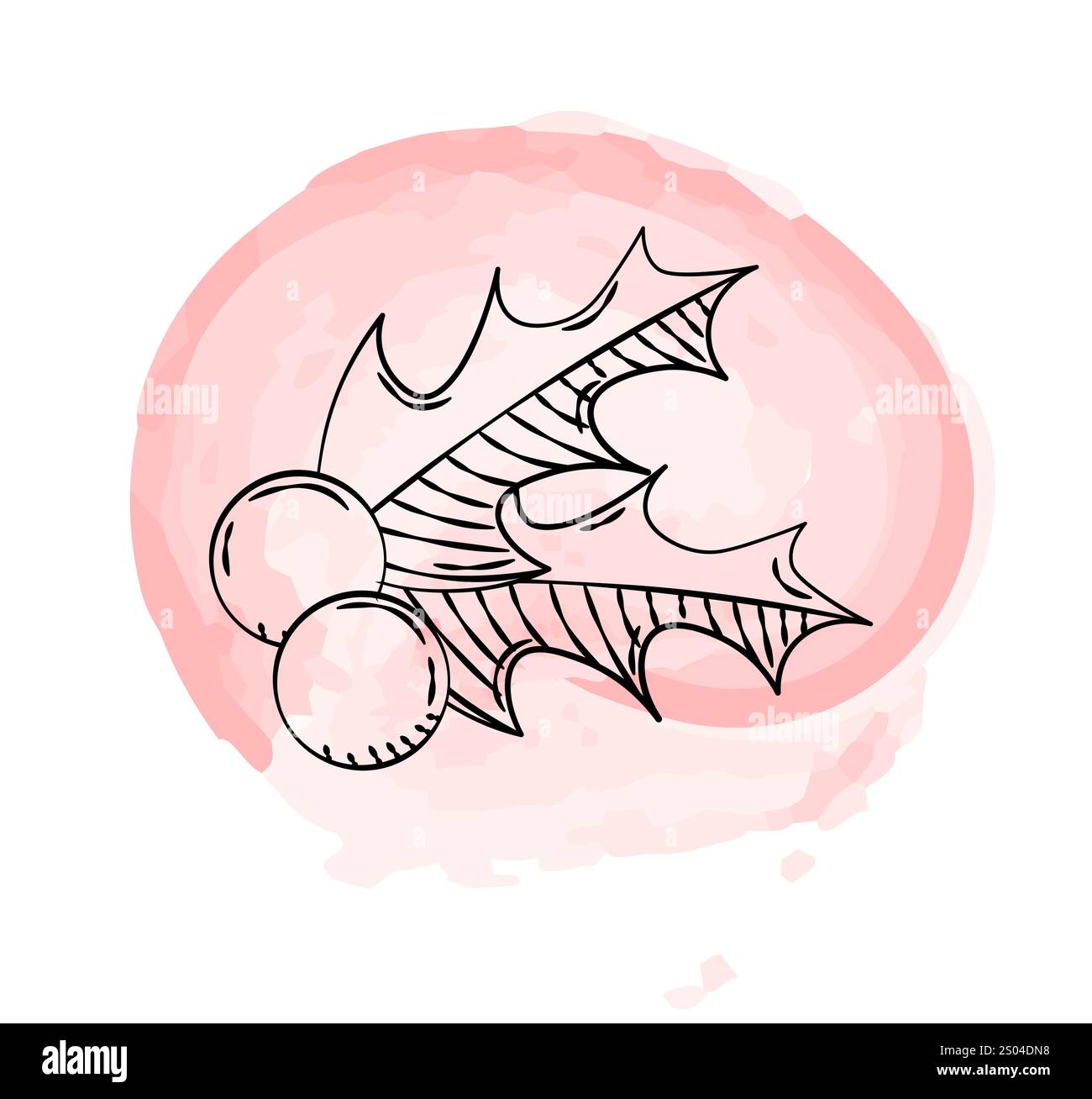 Christmas doodle sketch. Hand draw berries in red round. Xmas and New ...