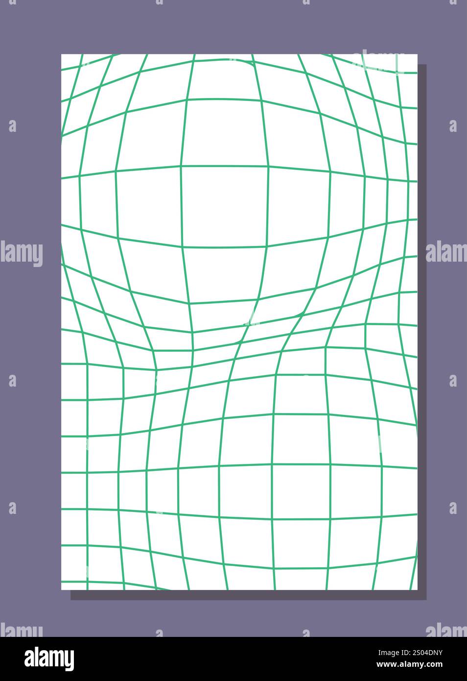 Checkerboard abstract poster. White postcard with green grid ...