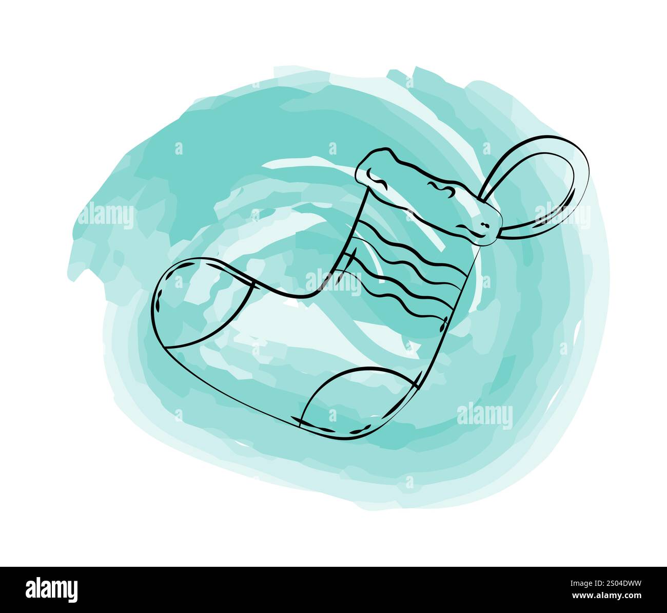 Christmas doodle sketch. Hand draw socks in green round. Xmas and New ...