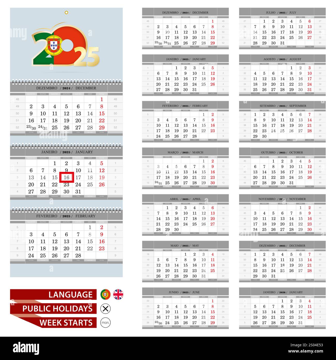 Portugal calendar 2025 Cut Out Stock Images & Pictures - Alamy