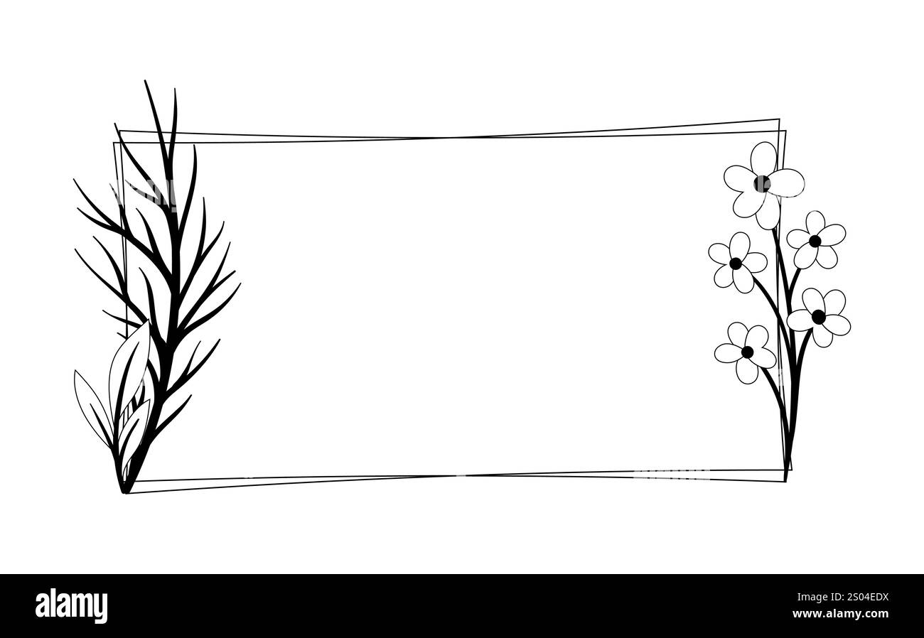 Frame with leaves. Rectangular decorative element and divider. Pattern ...