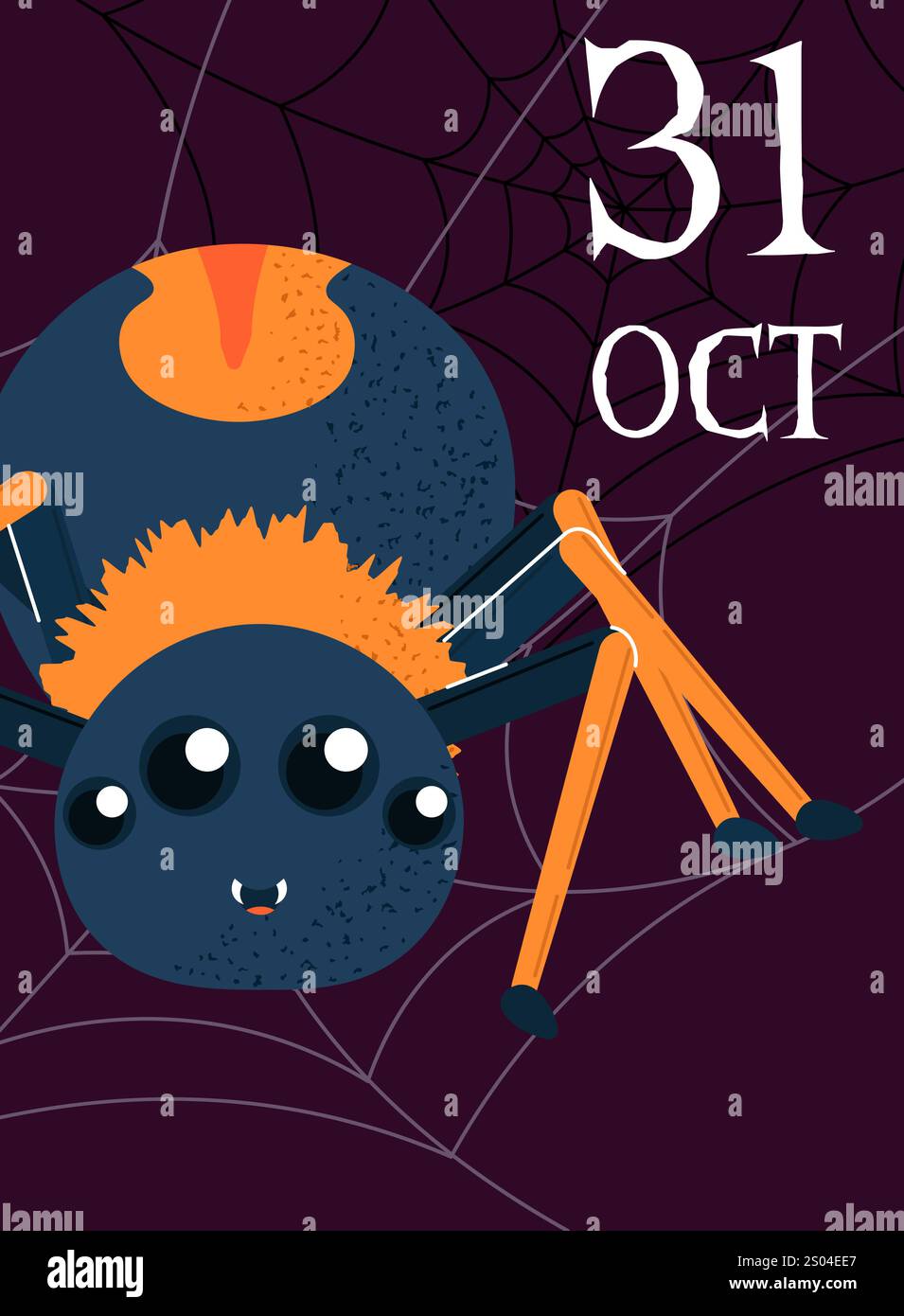 Halloween poster with spider. Scary and spooky spider on cobweb ...