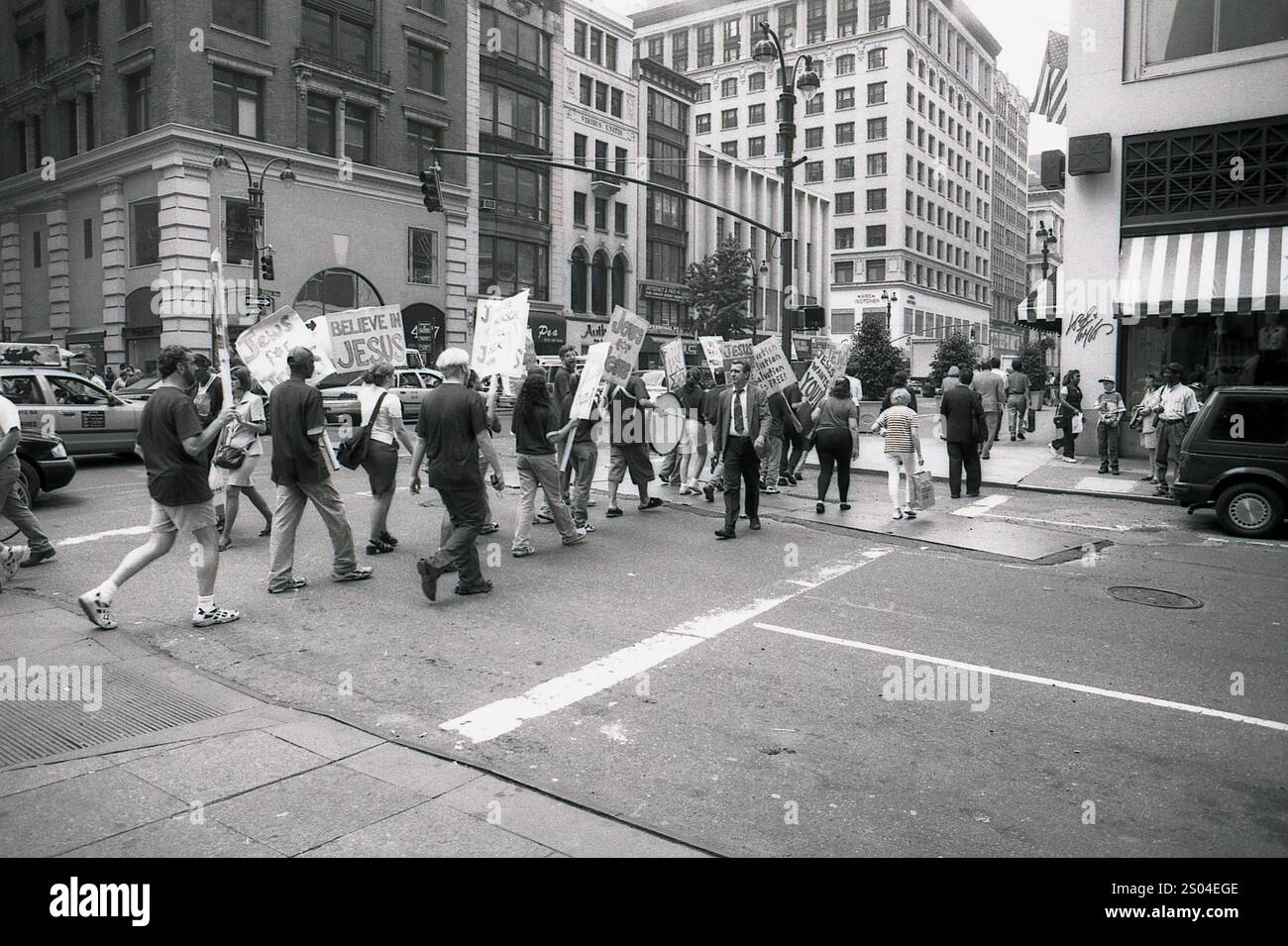 1998, a Jewish religious march, Jesus banners, New York city, NY, USA ...