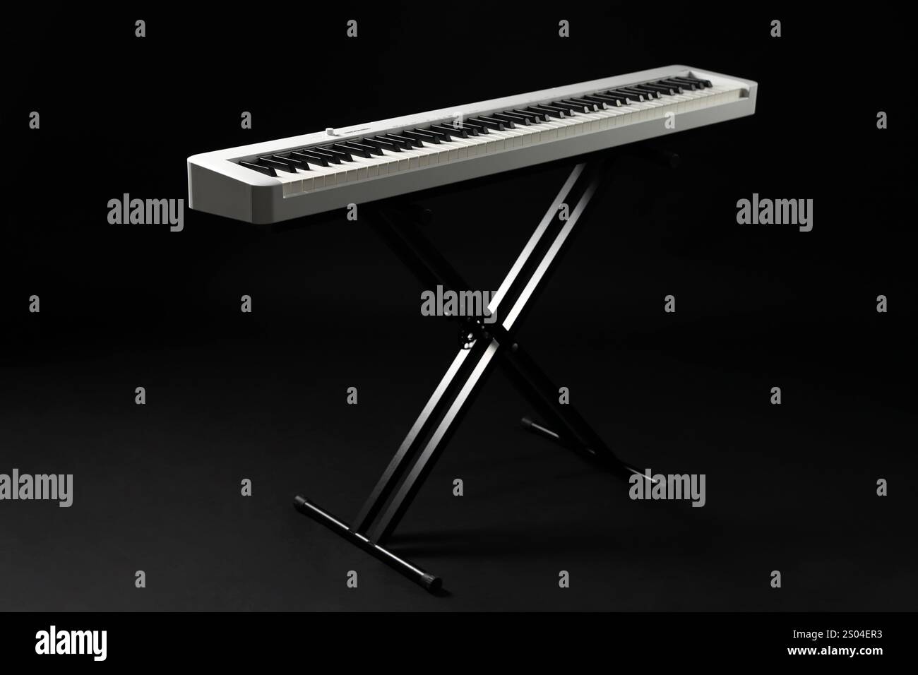 Synthesizer on black background. Electronic musical instrument Stock ...