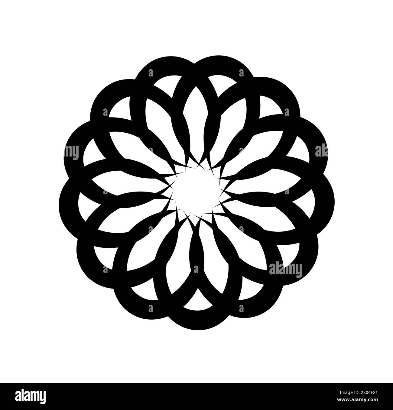 Circular black and white curl. Structure of atom. Abstract minimalistic ...