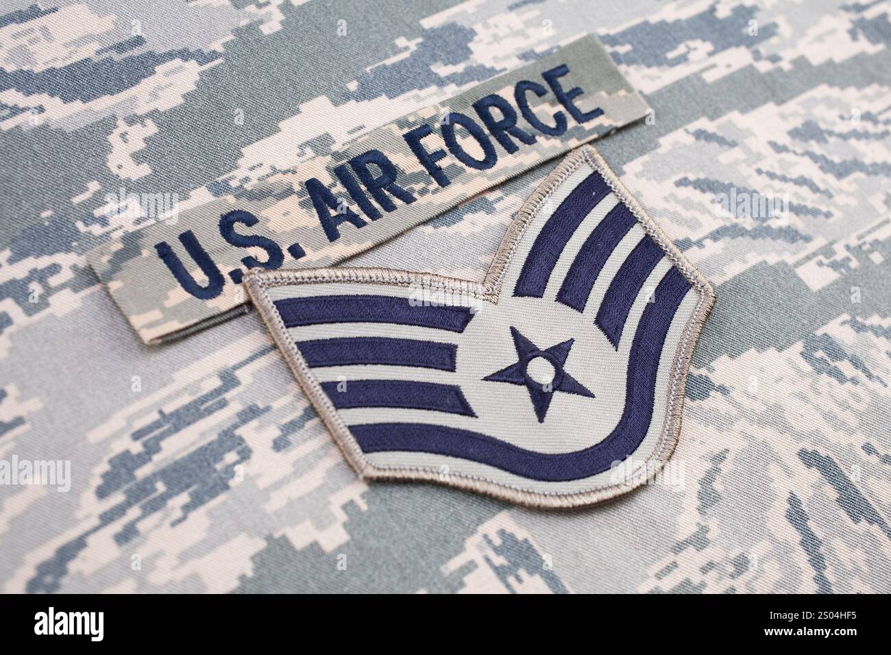 US AIR FORCE branch tape and Staff Sergeant rank patch on digital tiger ...