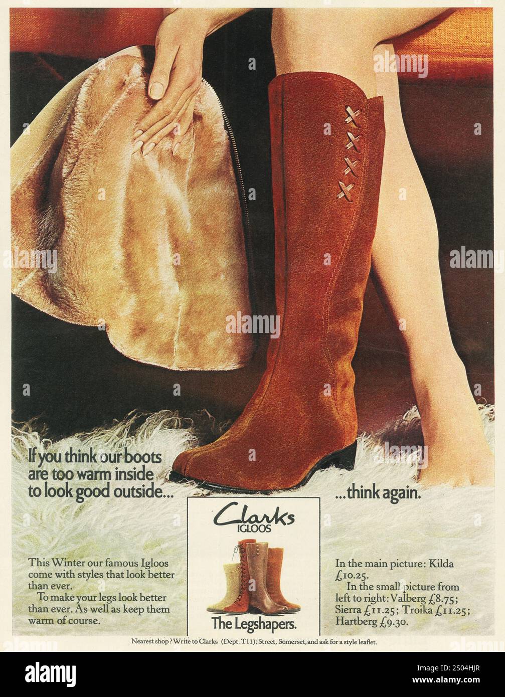 1971 UK Clarks Igloos Legshapers Ad Stock Photo - Alamy
