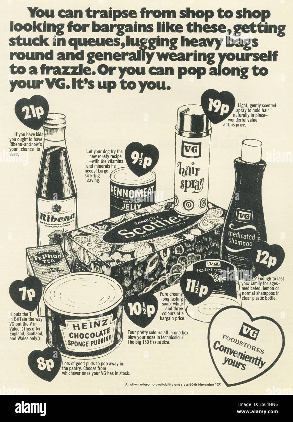 1971 UK VG Foodstores ad Stock Photo - Alamy