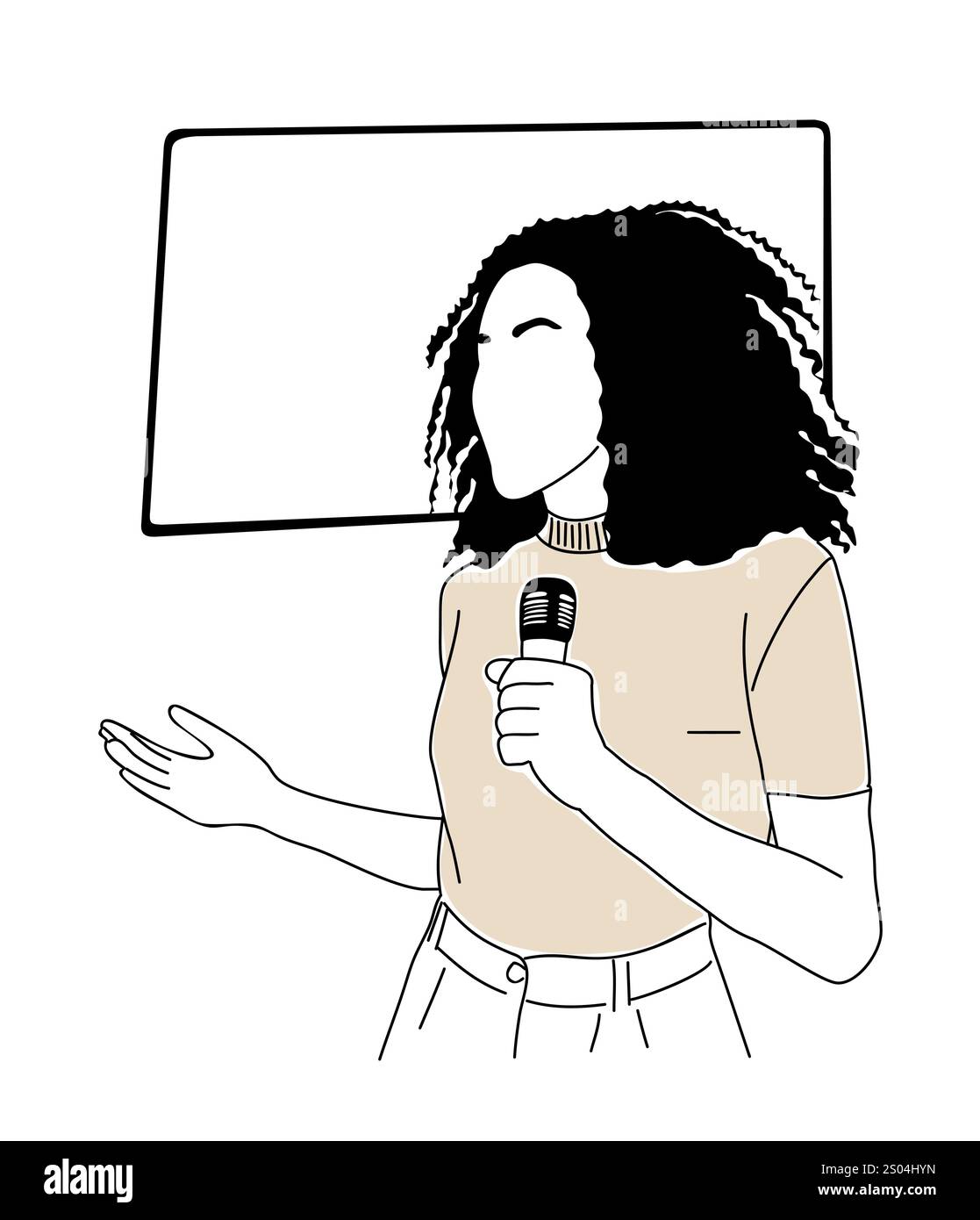 Female character standing microphone hi-res stock photography and ...