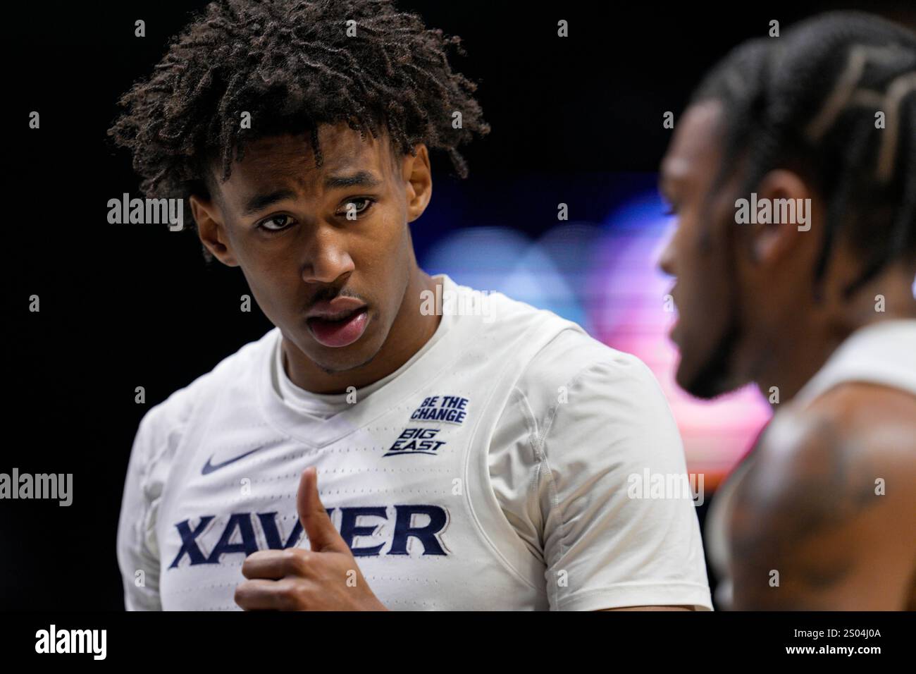 Xavier guard Dailyn Swain (3) gestures during an NCAA college ...