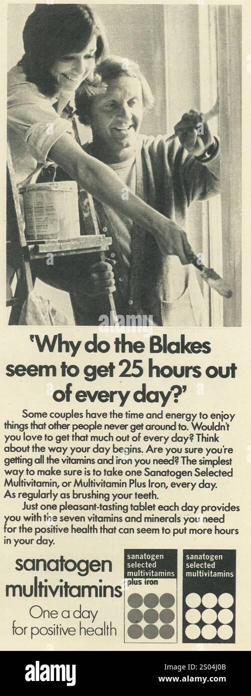 1973 UK Sanatogen multivitamins ad Stock Photo - Alamy