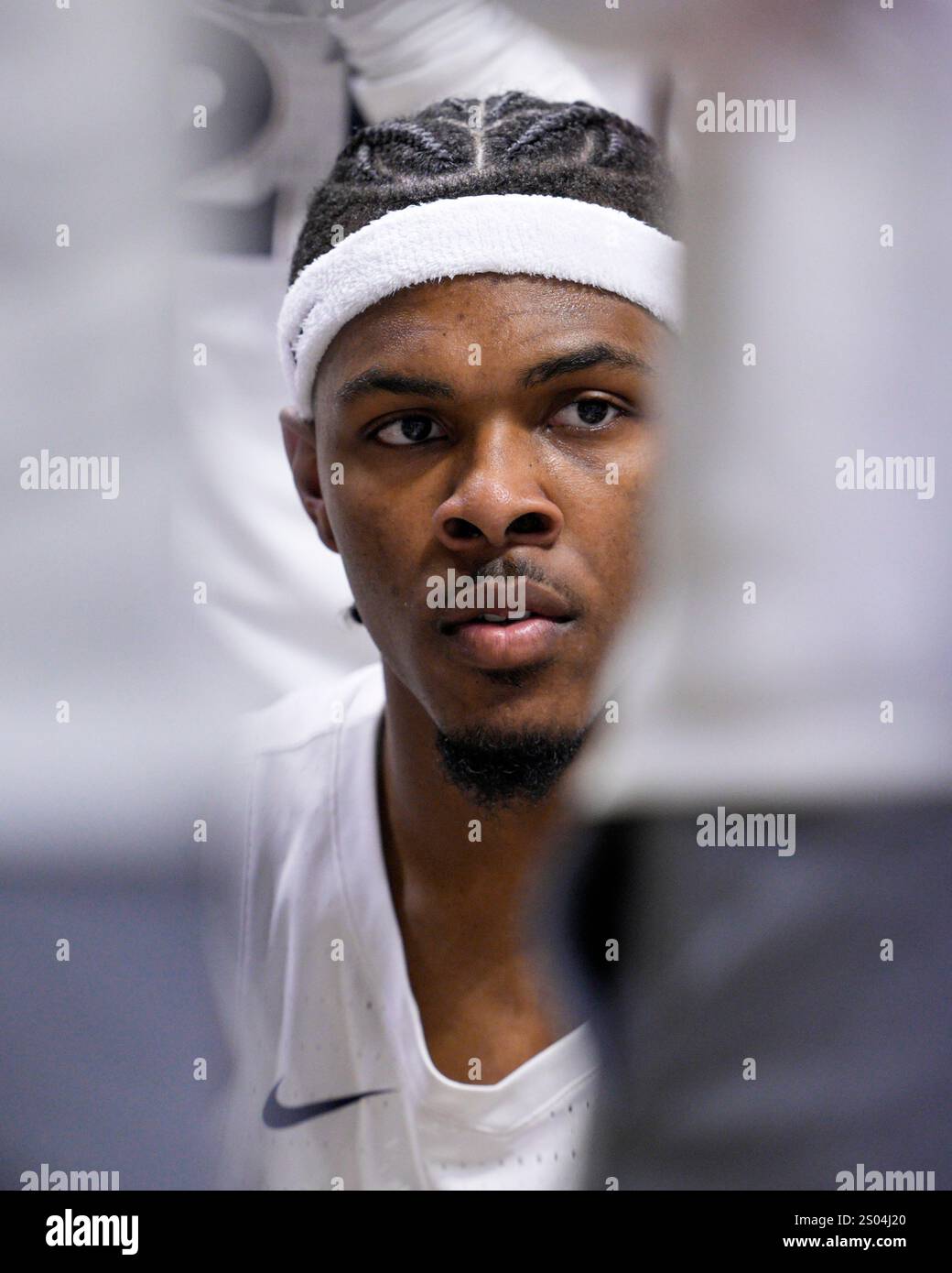 Xavier guard Ryan Conwell (7) sits in the huddle during an NCAA college ...