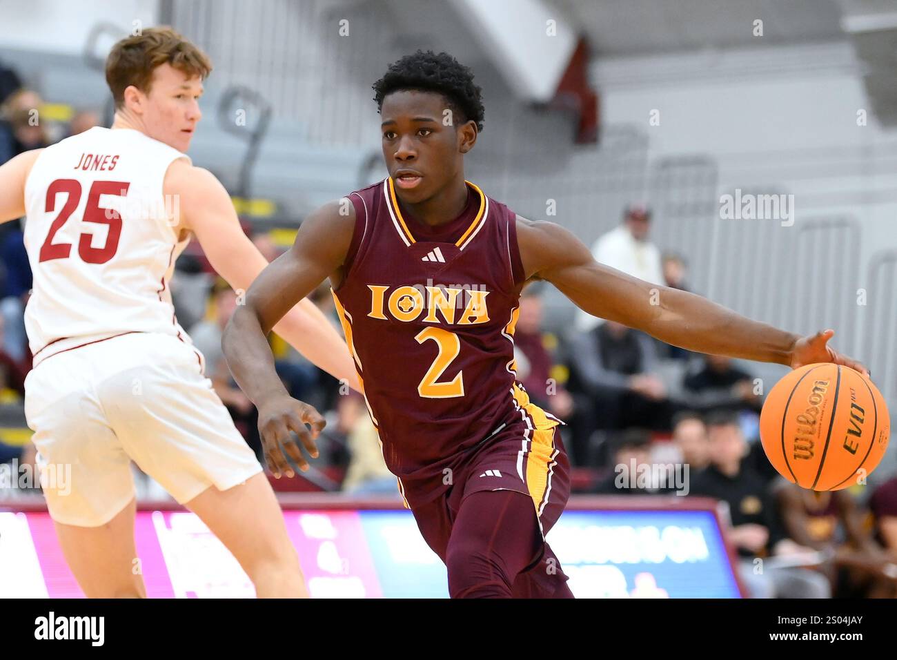 Hamilton, USA. 22nd Dec, 2024. December 22, 2024: Iona Gaels guard Adam ...