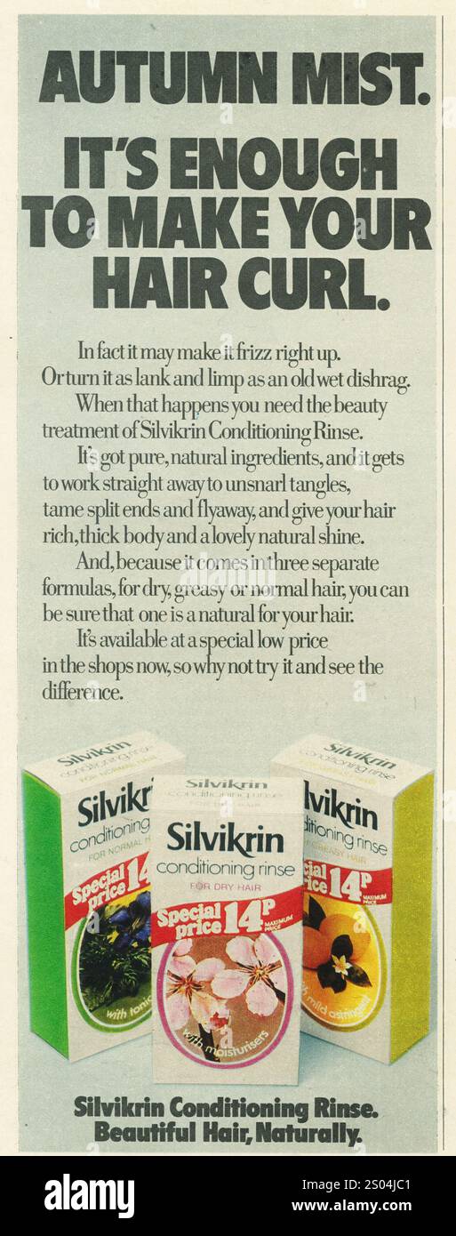 1973 UK Silvikrin conditioning rinse ad Stock Photo - Alamy