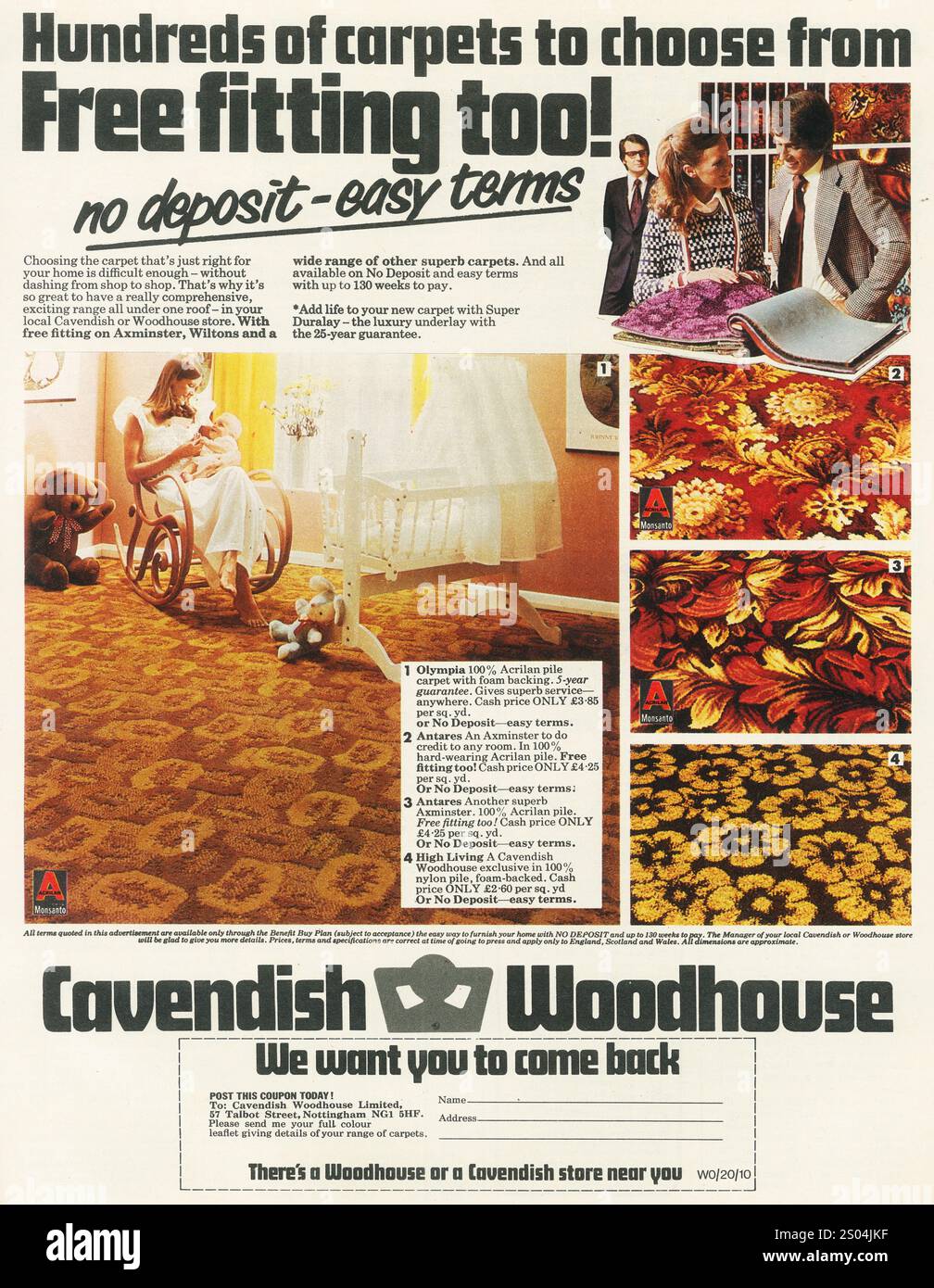 1973 UK Cavendish Woodhouse Carpets Ad Stock Photo - Alamy